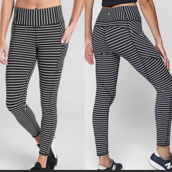 Athleta | Pants & Jumpsuits | Athleta Stripe Contender 78 Tights ...